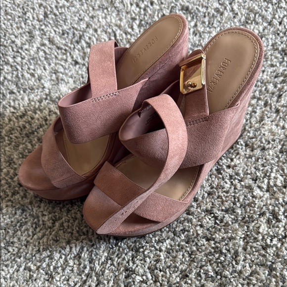 Forever 21 | Shoes | Forever 2 Pink Wedge Sandals With Crossstrap ...